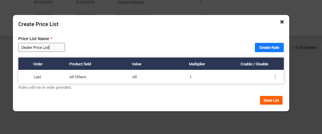 Price Lists – GleanQuote