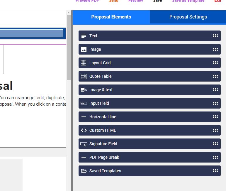 Proposal Elements – GleanQuote