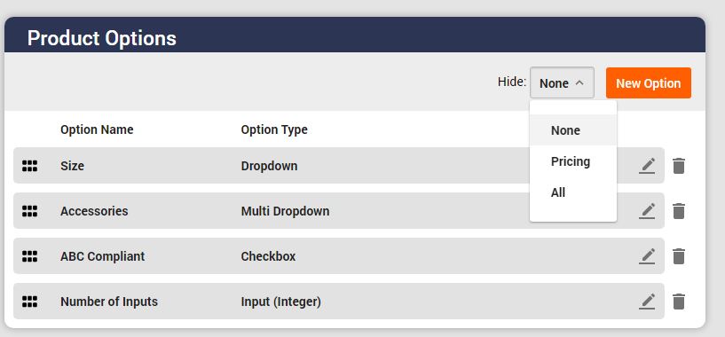 Product Options – GleanQuote