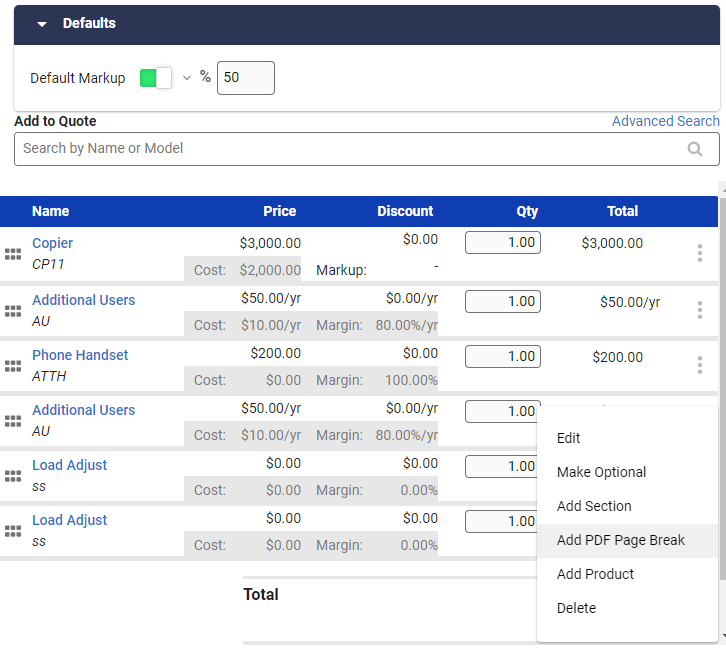 How to Create Quote Tables in Proposals – GleanQuote